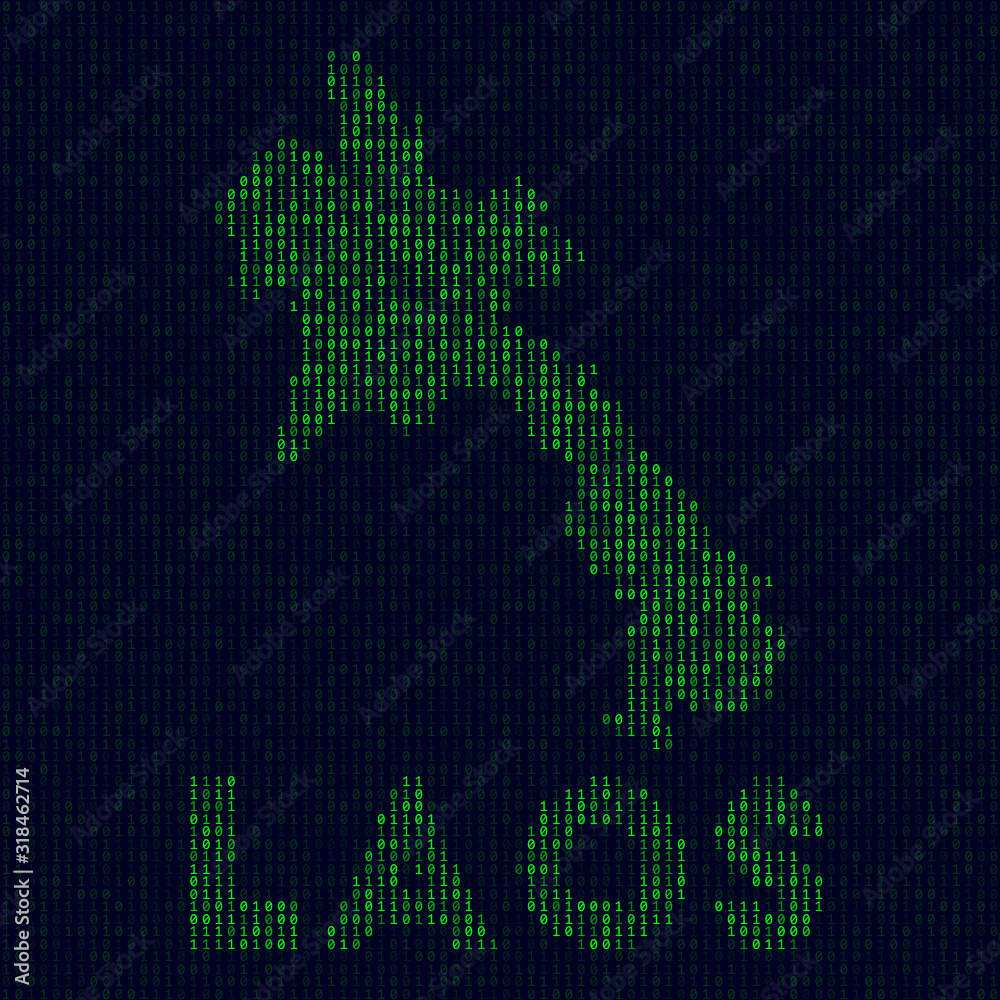 Digital Laos logo. Country symbol in hacker style. Binary code map of Laos with country name ...