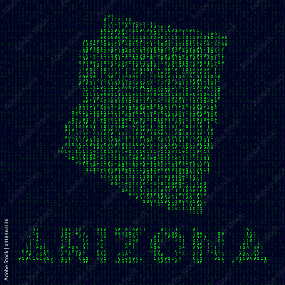 Digital Arizona logo. US state symbol in hacker style. Binary code map ...