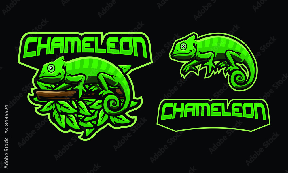 Chameleon mascot logo design with extra design fit for sport of e-sport ...