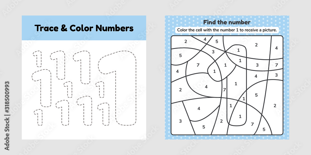 Coloring book number for kids. Worksheet for preschool, kindergarten ...