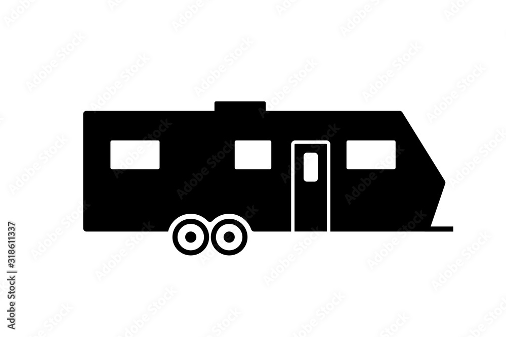 Travel trailer silhouette icon. Clipart image isolated on white ...