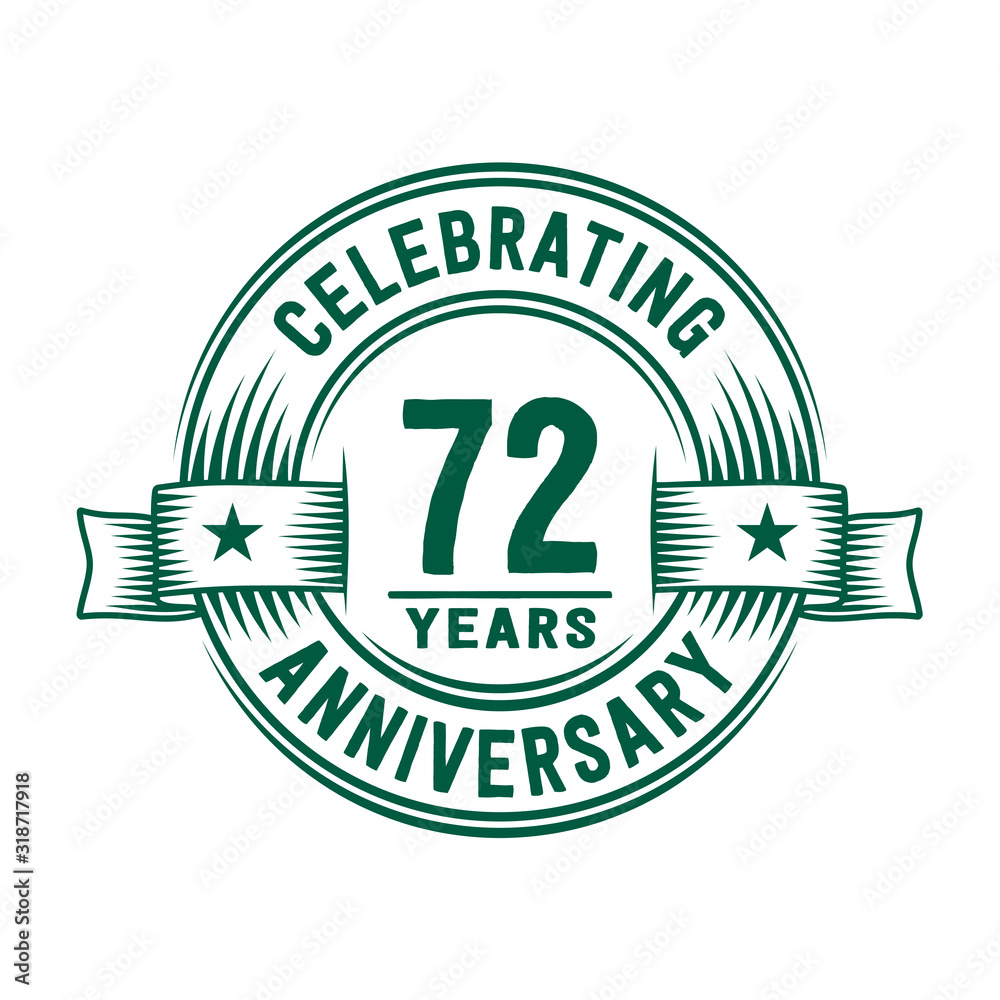 72 years logo design template. 72nd anniversary vector and illustration ...