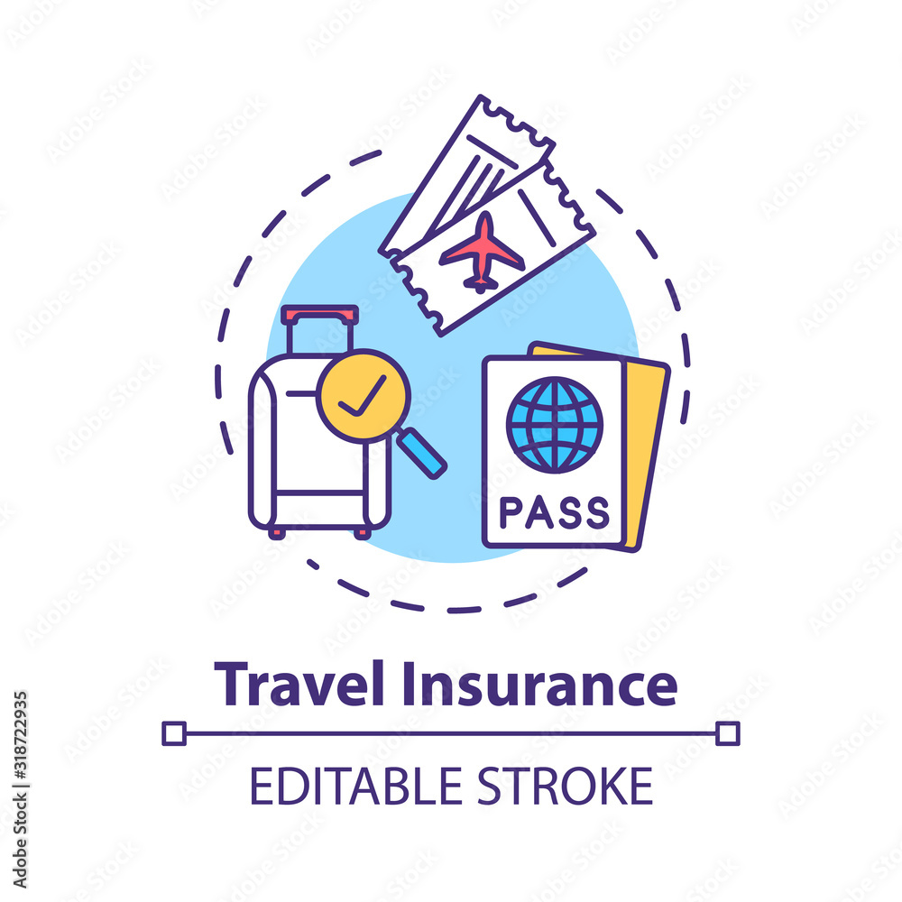 Travel insurance concept icon. Policy coverage for international ...