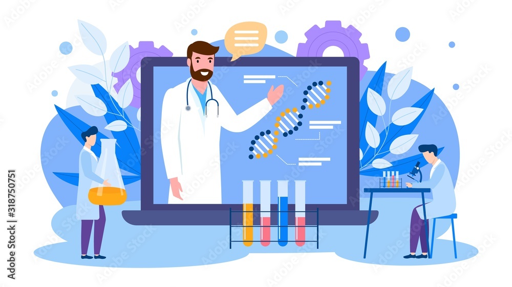 Online education of scientists vector illustration banner isolated ...