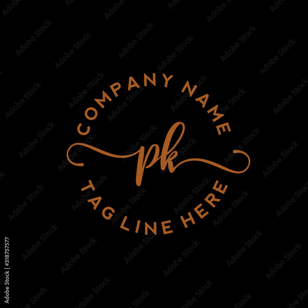Initial Letter PK Signature Handwriting and Elegant Logo Design Vector ...