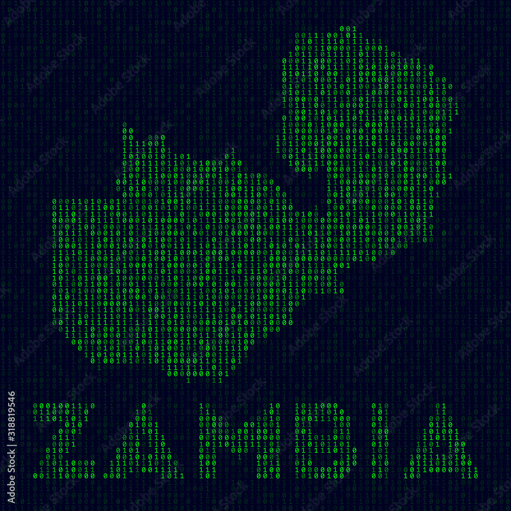 Digital Zambia logo. Country symbol in hacker style. Binary code map of ...