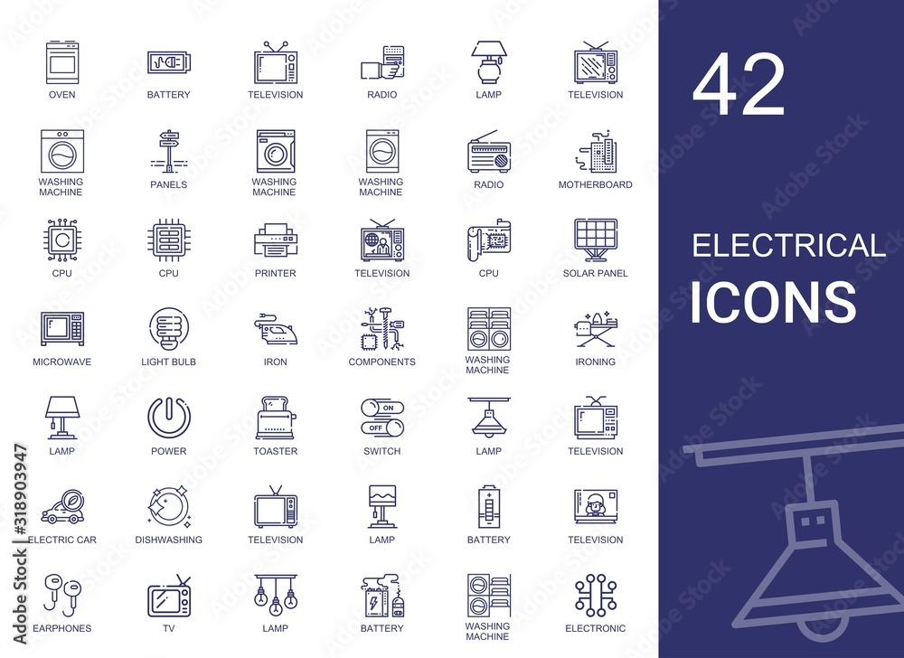 electrical icons set Stock Vector | Adobe Stock