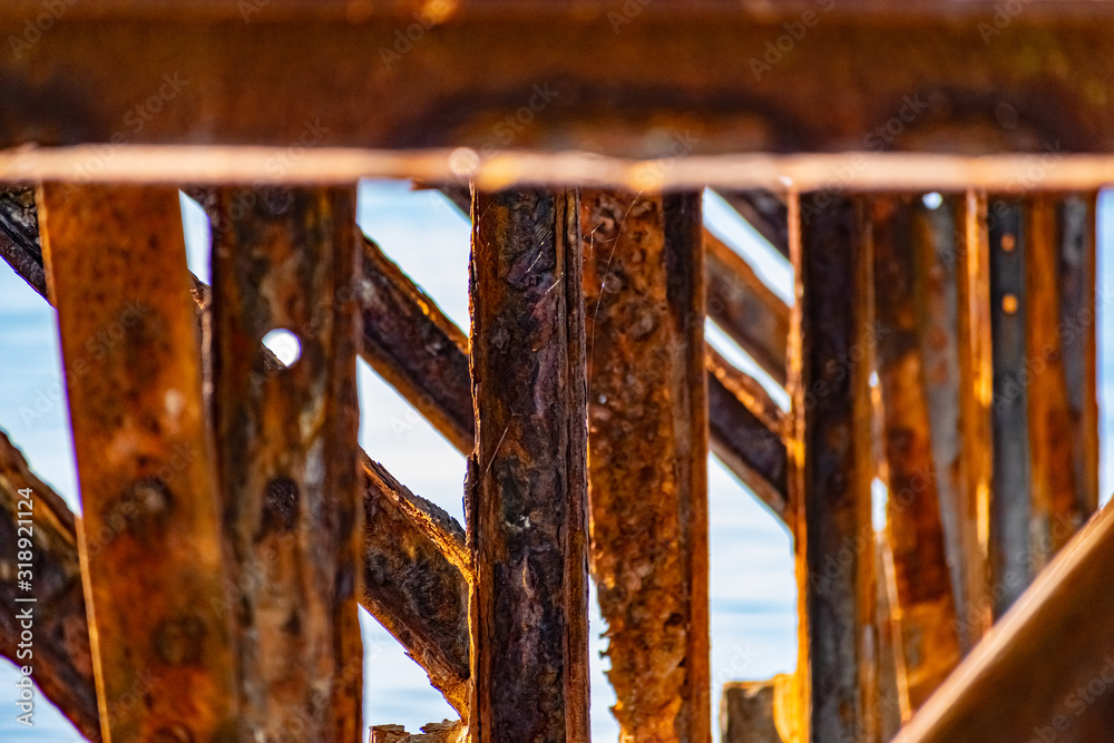 Very rusty metal frames, old thick metal subject to corrosion from ...