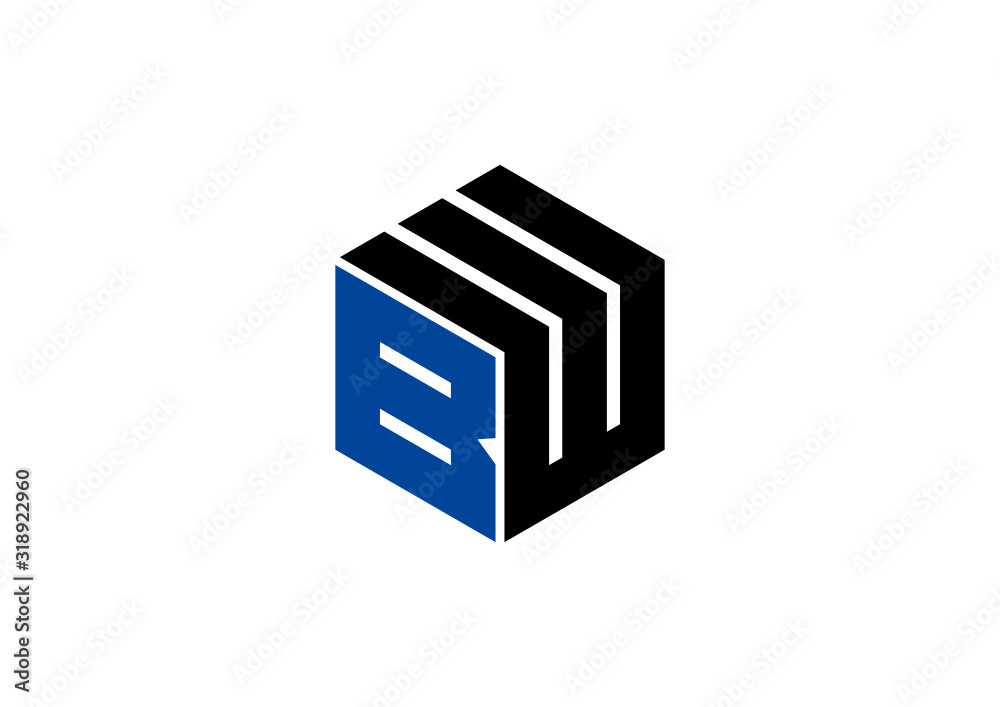 Letter BW hexagon simple logo design vector Stock Vector | Adobe Stock