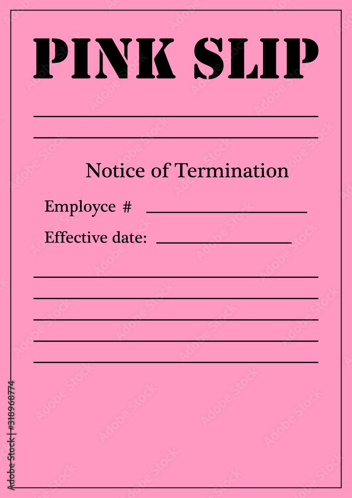 Business illustration of a pink slip. Stock Vector | Adobe Stock