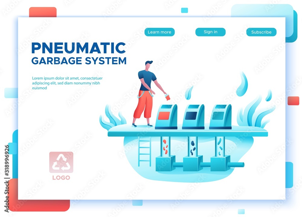 Automated vacuum garbage collection concept, landing page template ...