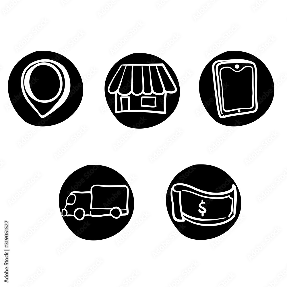 hand drawn Order icon process collection concept. How to order. Modern ...