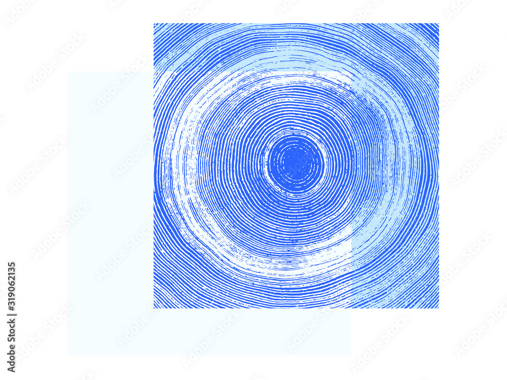 Cool blue monotone wood texture stamp. Detailed tree ring design. Rough ...