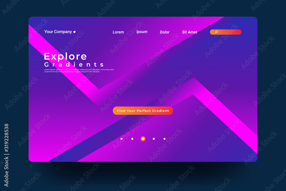 Website Landing Page with gradient colorful Background. Modern design ...