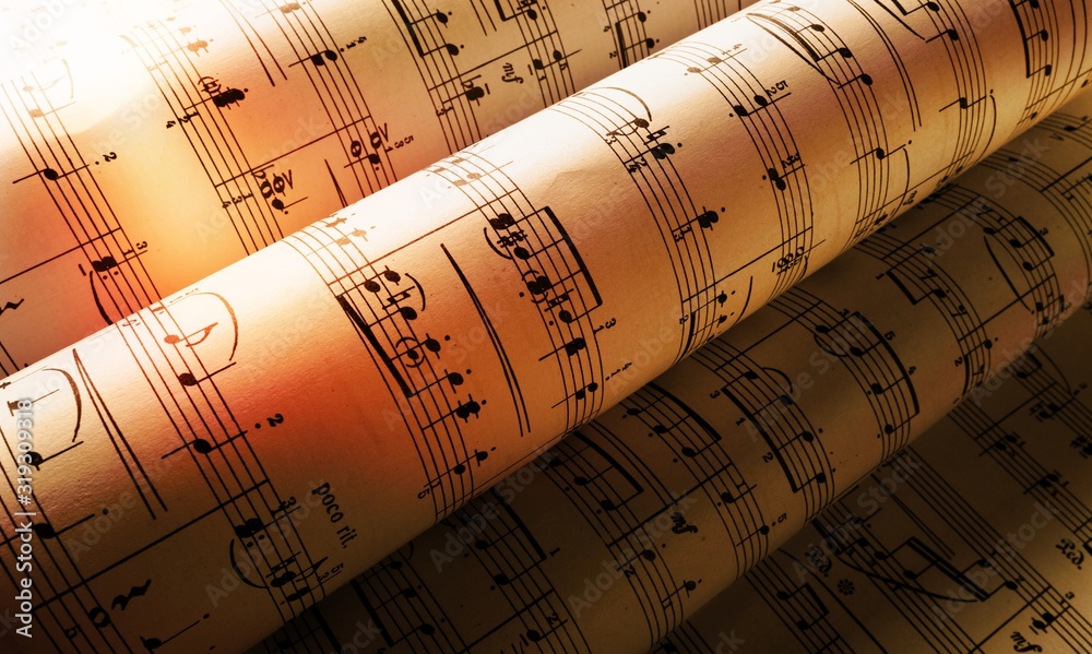 Classic sheets with music notes sign Stock Photo | Adobe Stock