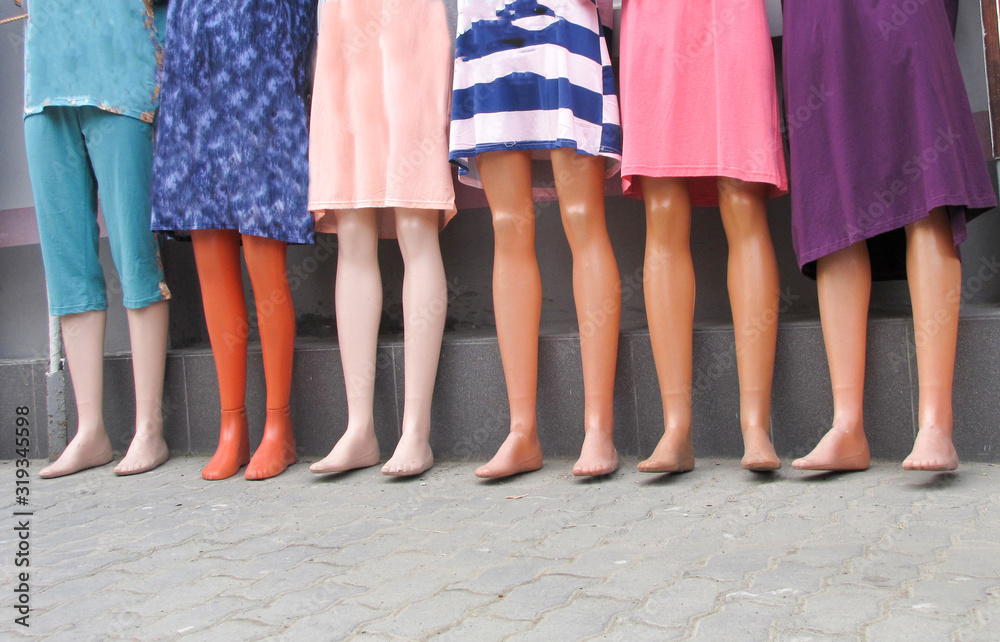 six female manikins to the waist with bare legs Stock Photo | Adobe Stock