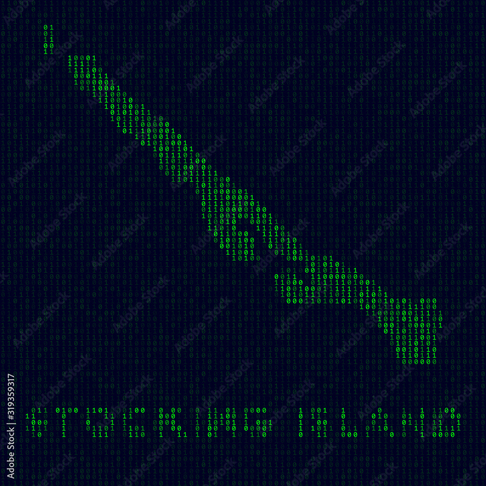 Digital Stocking Island logo. Island symbol in hacker style. Binary ...