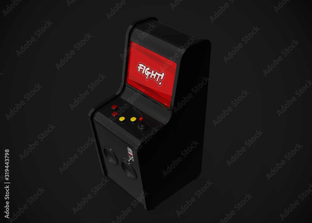Arcade Machine Fight Screen Retro Gaming Style With Joystick and ...
