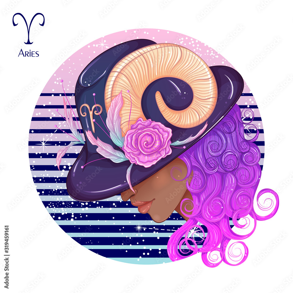 Zodiac. Vector illustration of the astrological sign of Aries as a ...