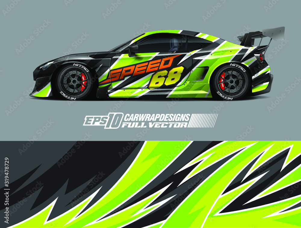 Car wrap decal graphic design. Abstract stripe racing background ...