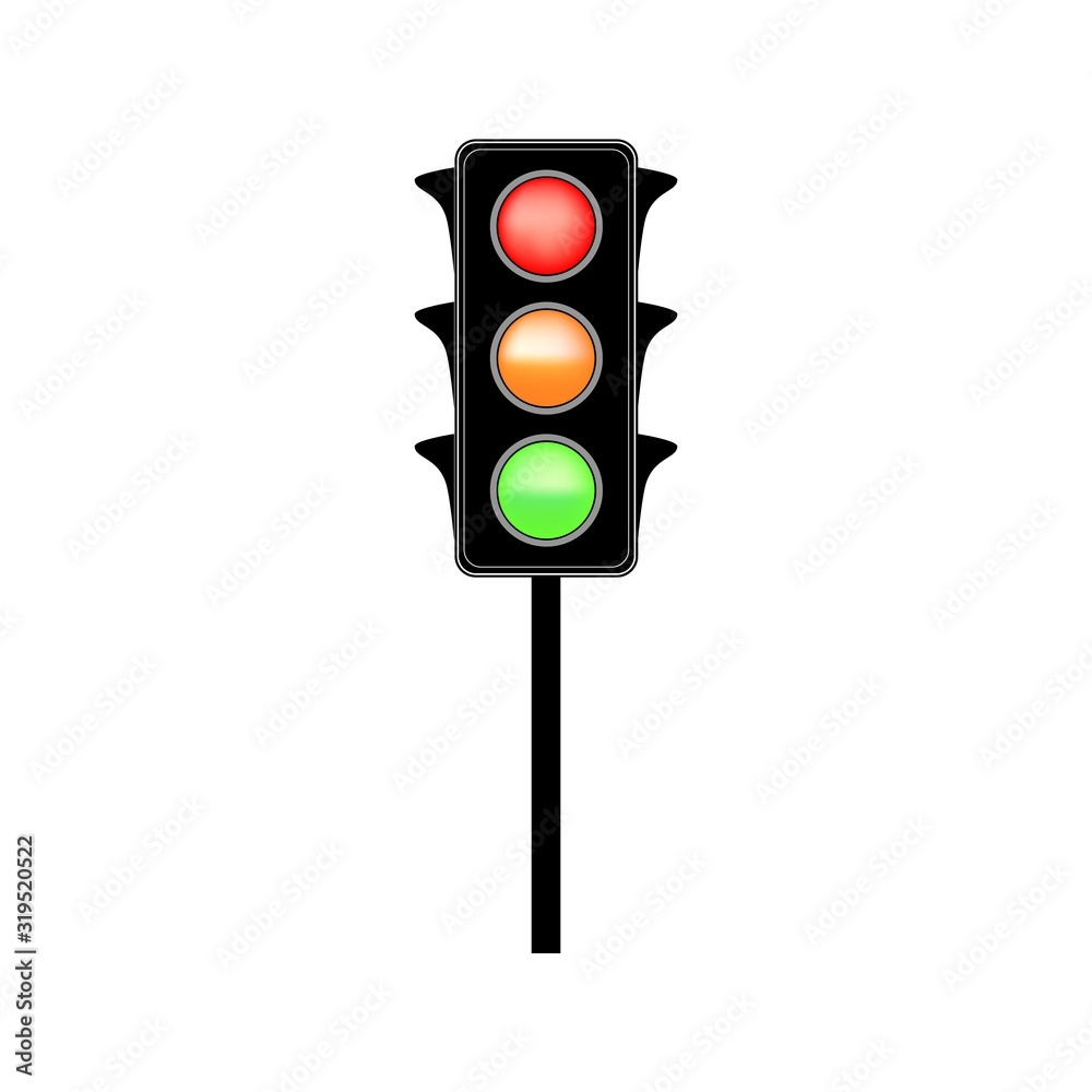 Stoplight sign. Icon traffic light on white background. Symbol regulate ...