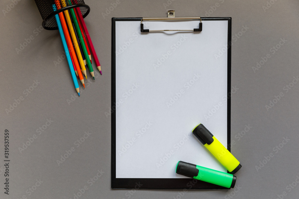 Stationery for students, students on a grey background. Ready for ...