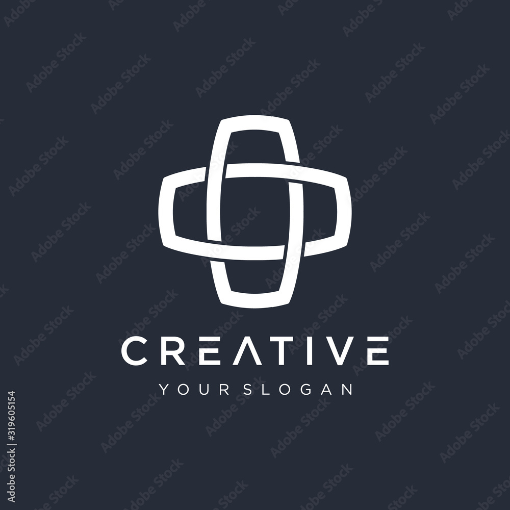 cross logo design with overlapping lines. design cross modern monogram ...