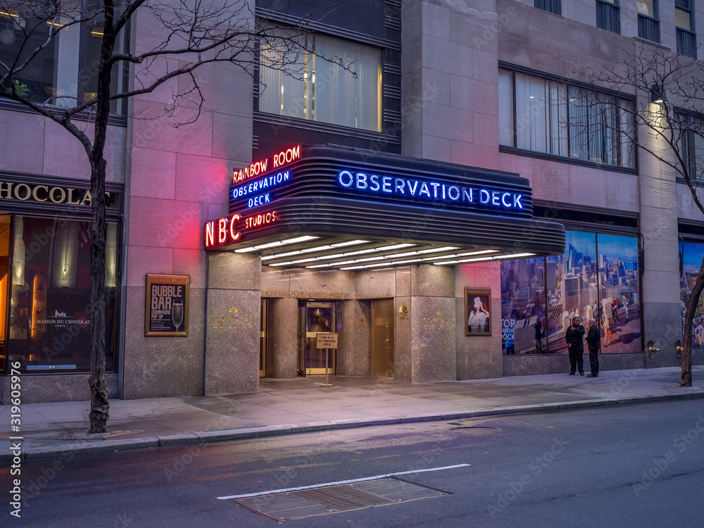 New York, New York - March 29, 2018: Entrance to the Observation deck ...