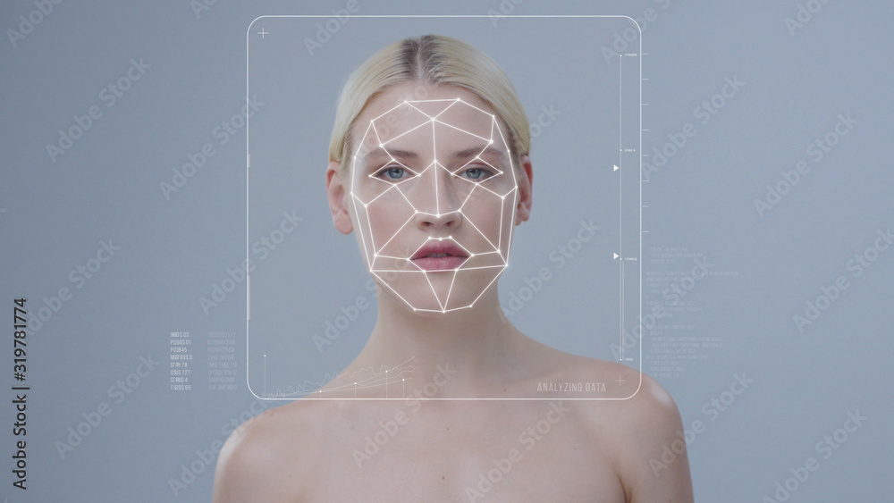 Face ID. Face Detection. Biometric Technological Facial Recognition System. 3D Security Scanning ...