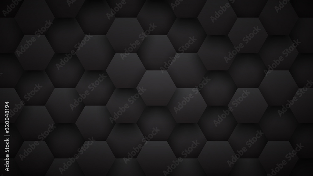 Technological 3D Hexagons Darkness Abstract Background. Science ...