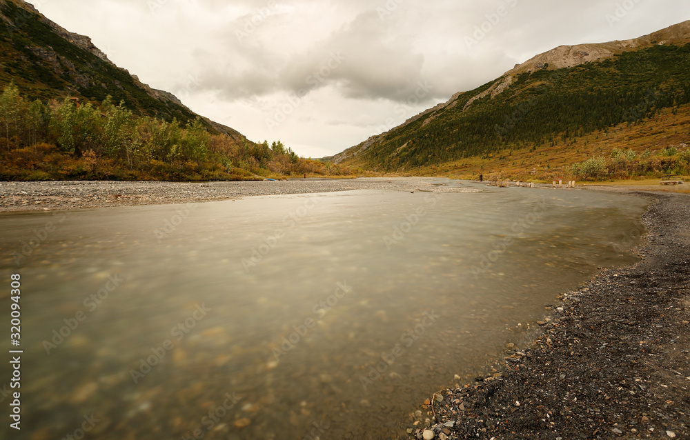 Savage River Loop Trail at sunset at Denali National Park, Alaska, USA ...