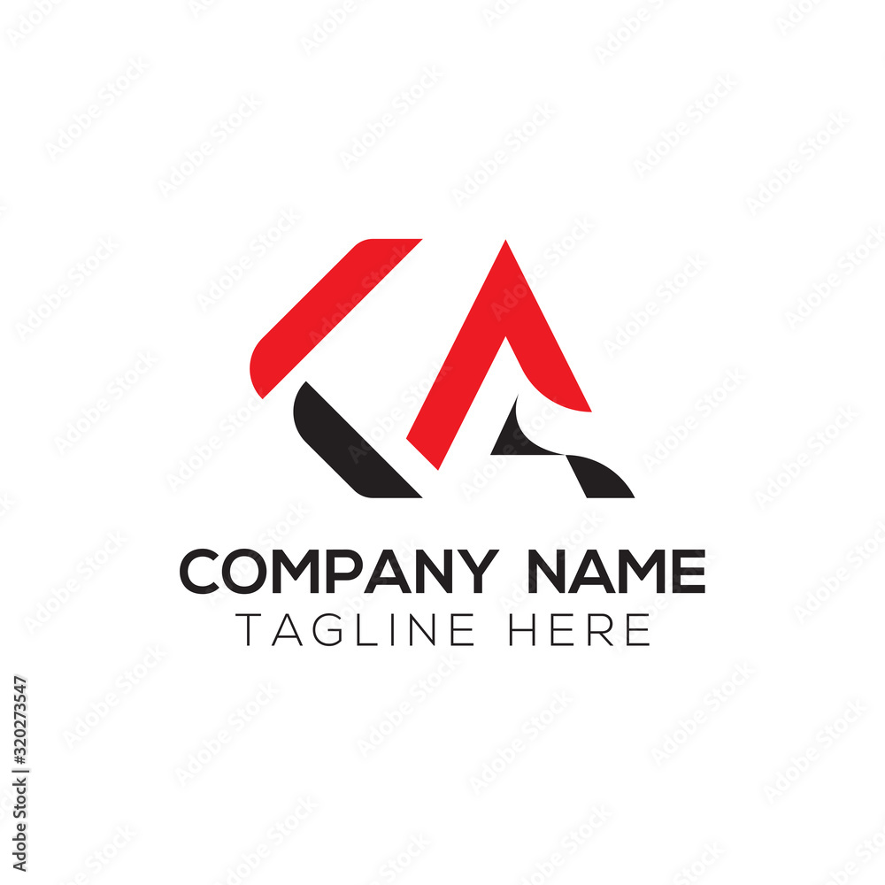 Vetor Initial Alphabet KA Logo Design vector Template. Linked Letter KA Logo Vector do Stock ...