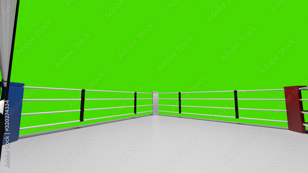 3D render Boxing ring on green screen background. Stock Illustration ...