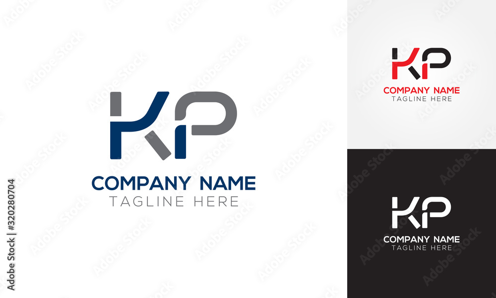 Initial Alphabet KP Logo Design vector Template. Linked Letter KP Logo ...