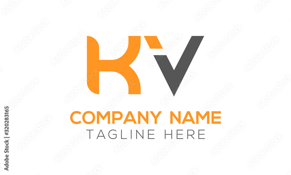 Initial Alphabet KV Logo Design vector Template. Linked Letter KV Logo ...