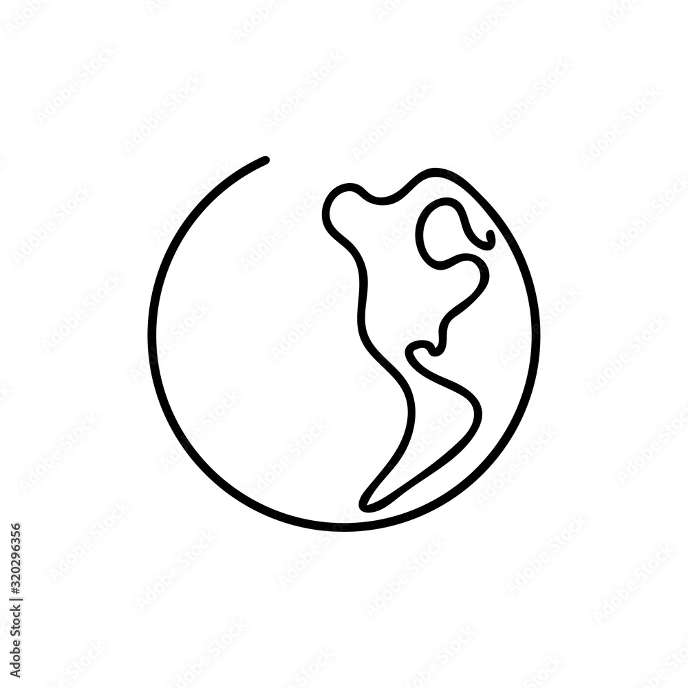 Planet Earth line art - One line style world. Simple modern minimaistic ...