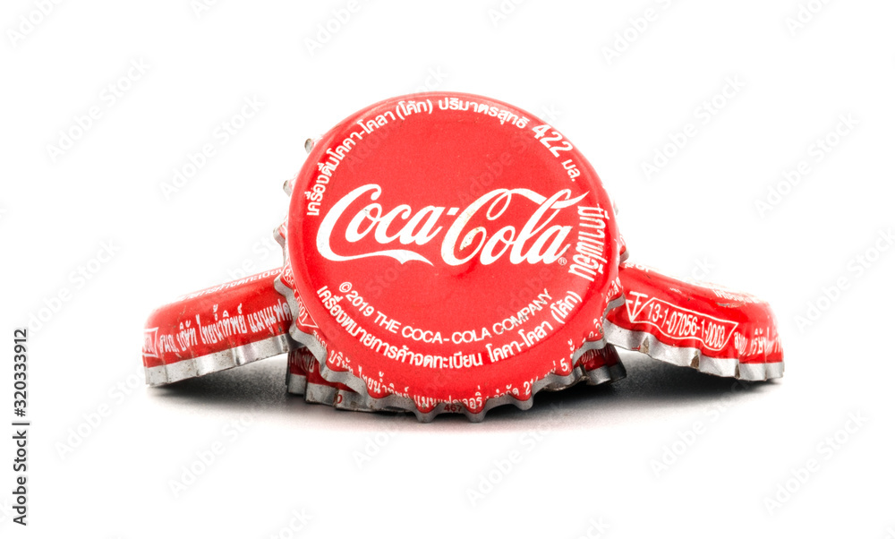 BANGKOK, THAILAND - January 3, 2020: Coca-Cola logo printed on ...
