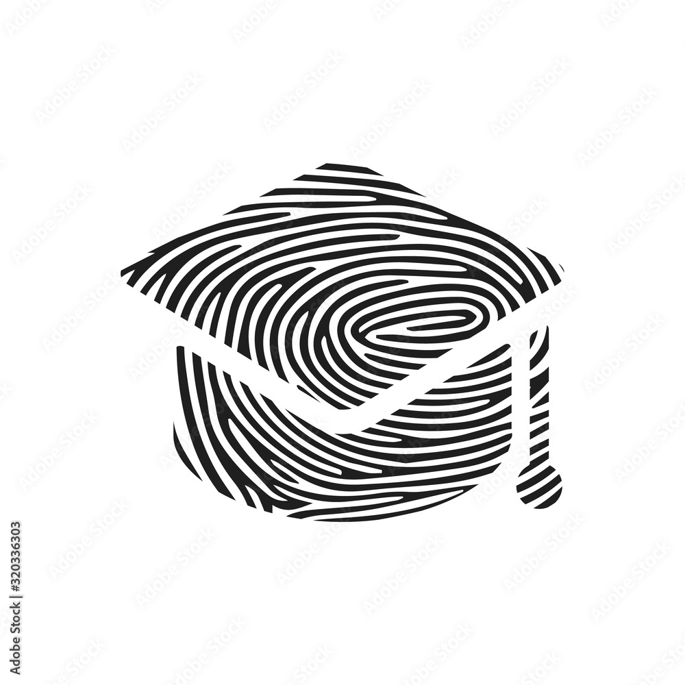 Fingerprint college graduation icon. Isolated thumbprint and ...
