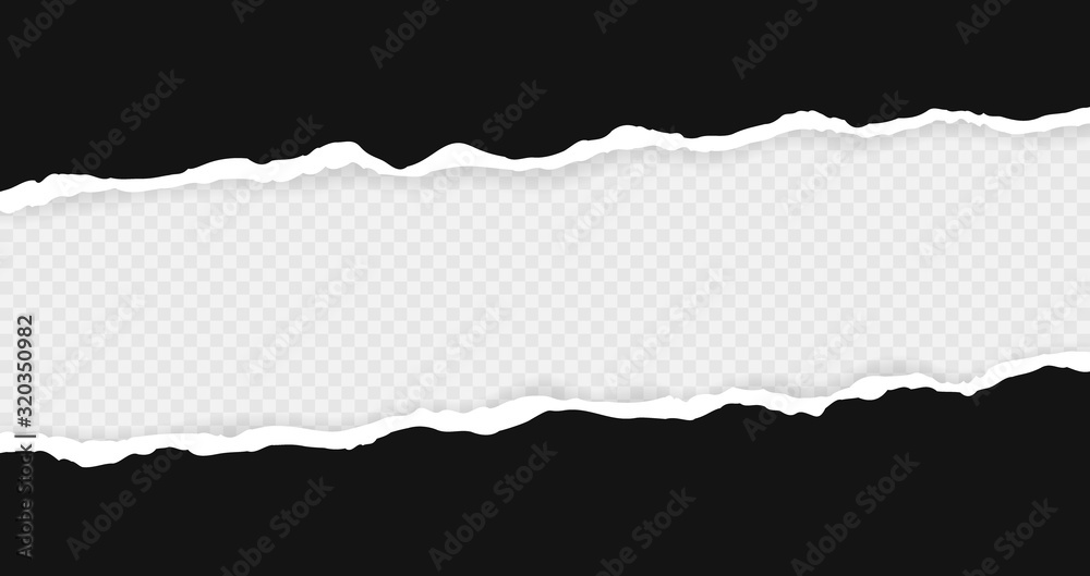 Ripped squared horizontal paper strips for text or message. Torn paper ...