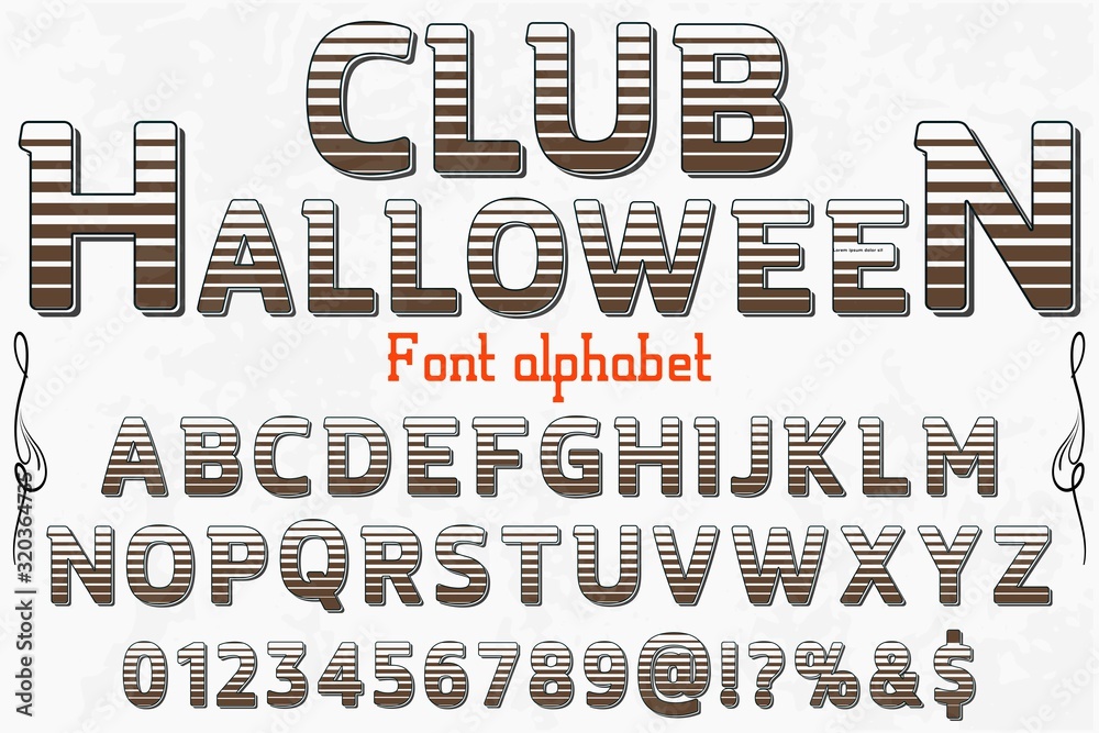 abc Font. alphabet Script. Typeface.Shadow. Effect.vintage Hand Drawn ...