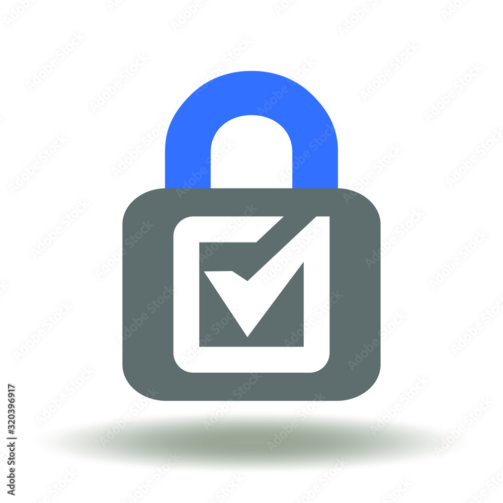 Lock check mark icon vector. Protected Secure Data Logo. Success ...