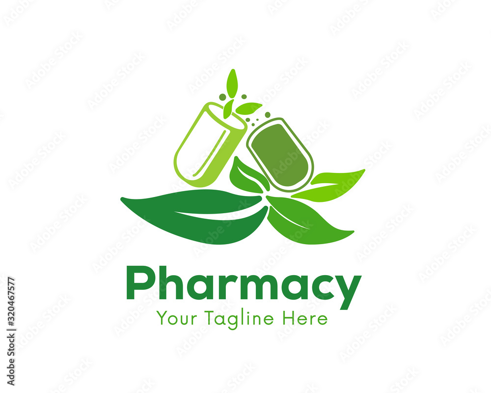 herbal Nature bio eco capsule pharmacy logo design inspiration Stock ...