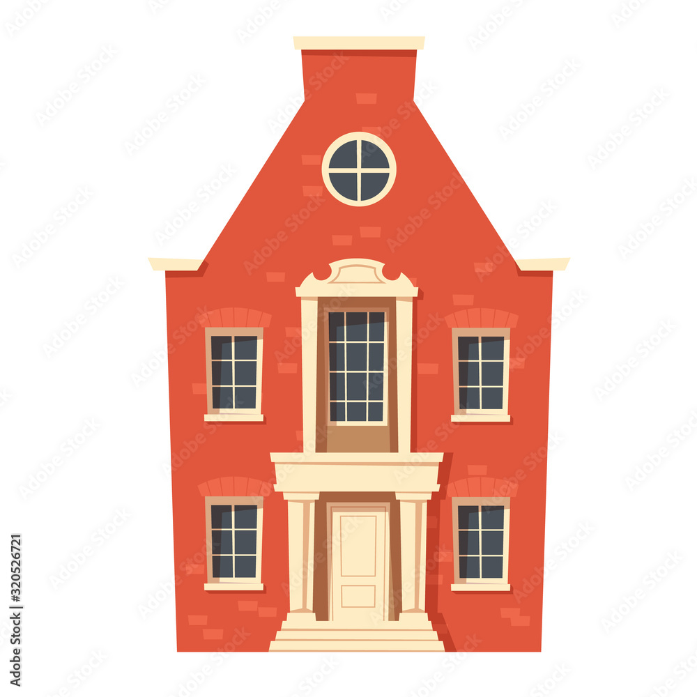 Urban retro colonial style building cartoon vector illustration. Old ...