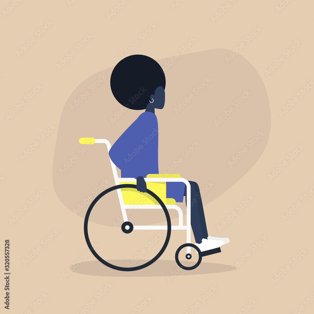 Disability in a daily life, Young disabled black female character ...