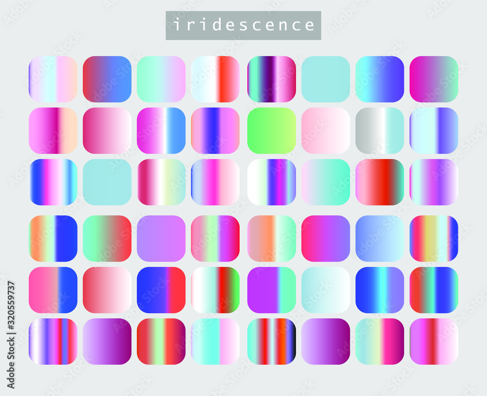 Set of iridescent gradient swatches for design. Mix of trend colors for ...