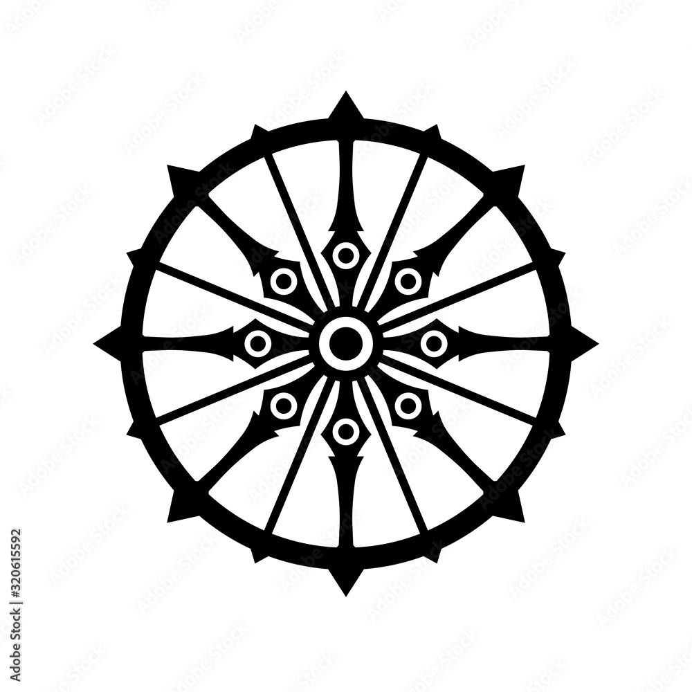Konark wheel silhouette icon. Clipart image isolated on white ...