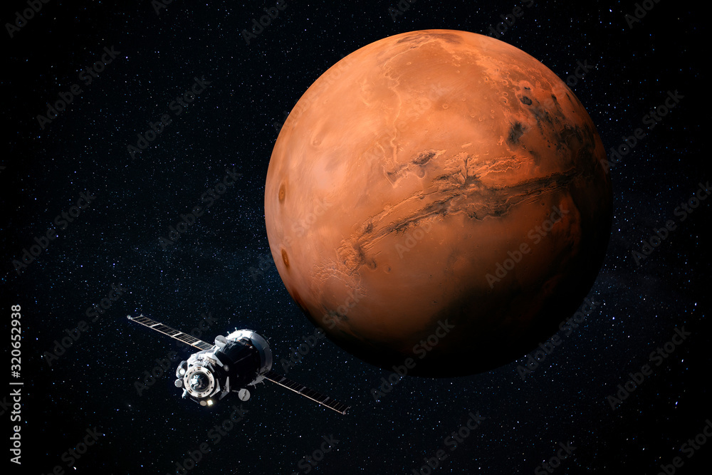Exploration of Mars the Red planet of the solar system in space. This ...