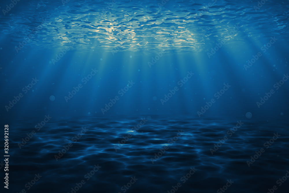 Dark Blue Ocean Underwater