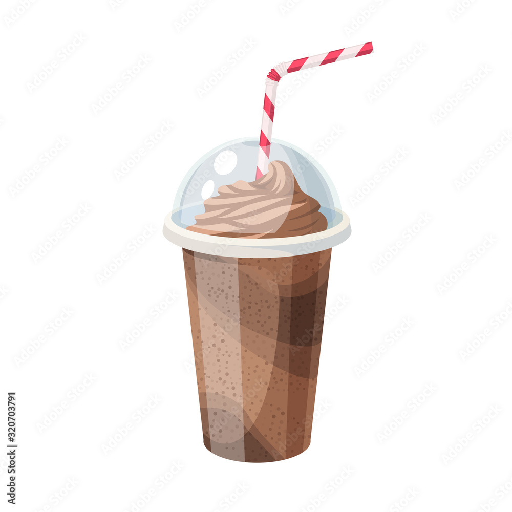 Colorful fruit milkshake design. Plastic cup with lid and straw, full ...