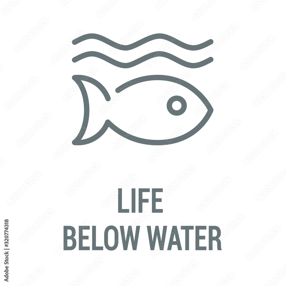 Life below water black icon. Corporate social responsibility ...